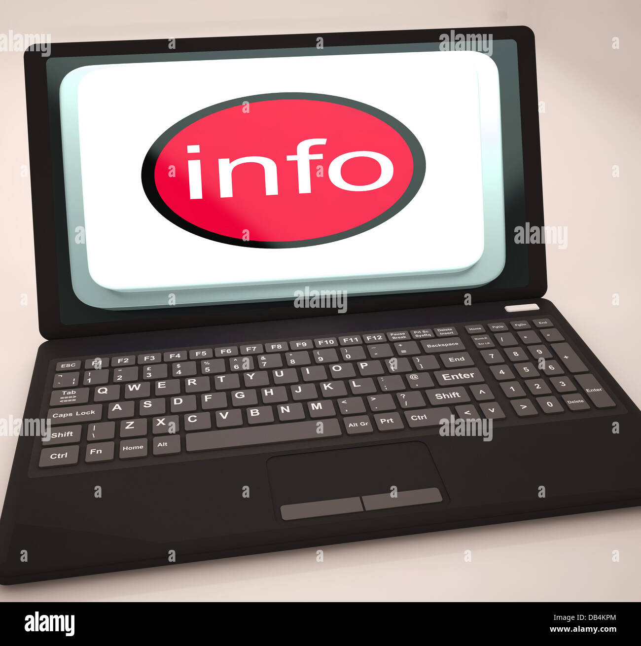 Info Button On Laptop Showing Information Stock Photo - Alamy