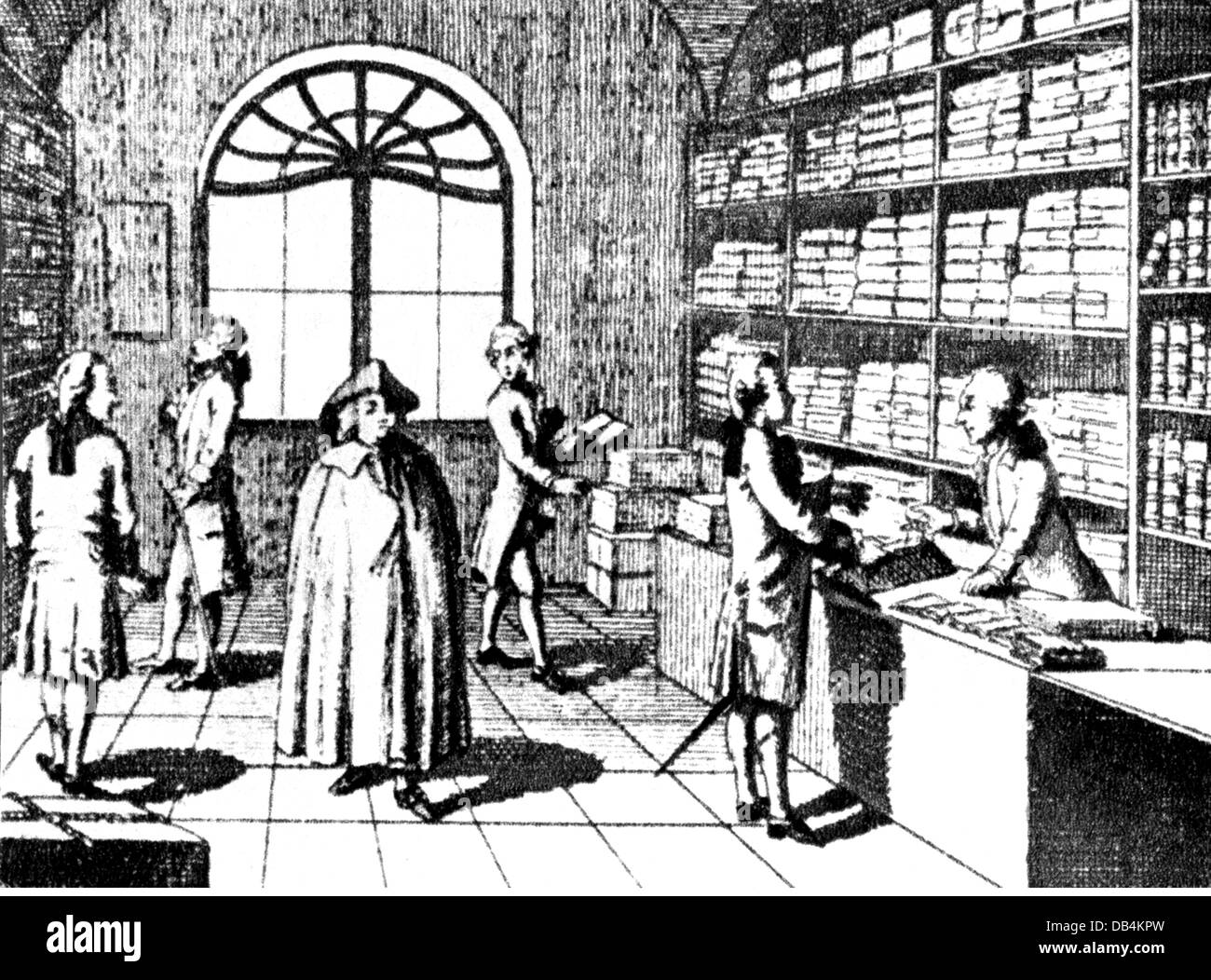 Bookseller engraving Black and White Stock Photos & Images - Alamy