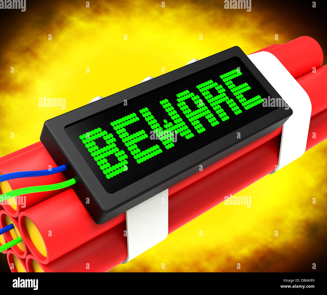 Beware Dynamite Sign Means Caution Or Warning Stock Photo - Alamy