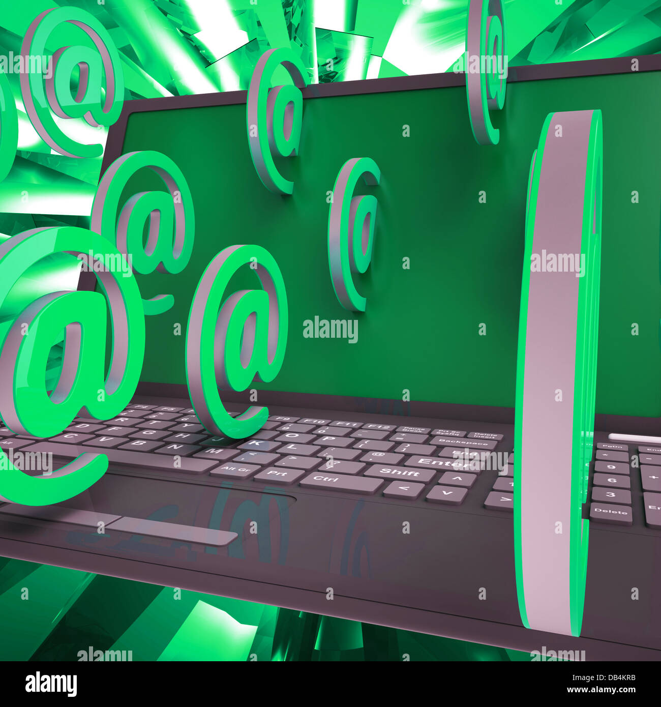 At Signs Leaving Laptop Showing Online Communication Stock Photo - Alamy