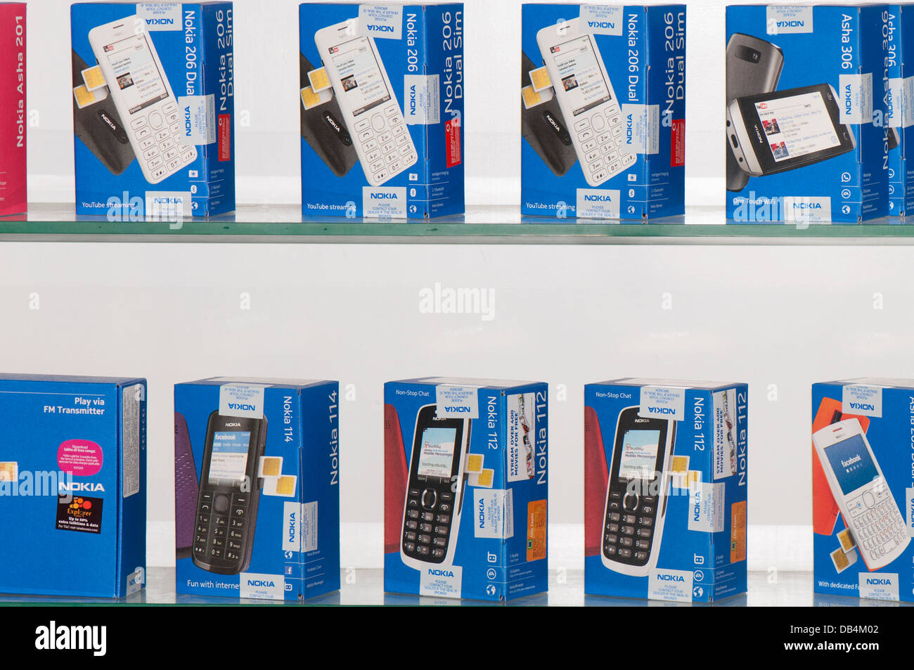 Mobile phones display on store Stock Photo - Alamy