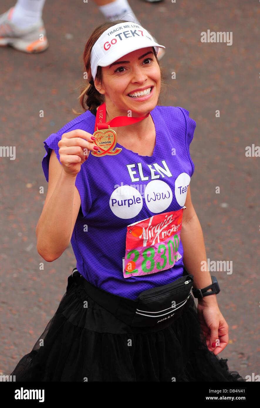Elen Rives at the finish line of the 2011 London Marathon London ...