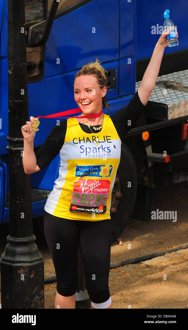 Charlie Brooks at the finish line of the 2011 London Marathon London ...