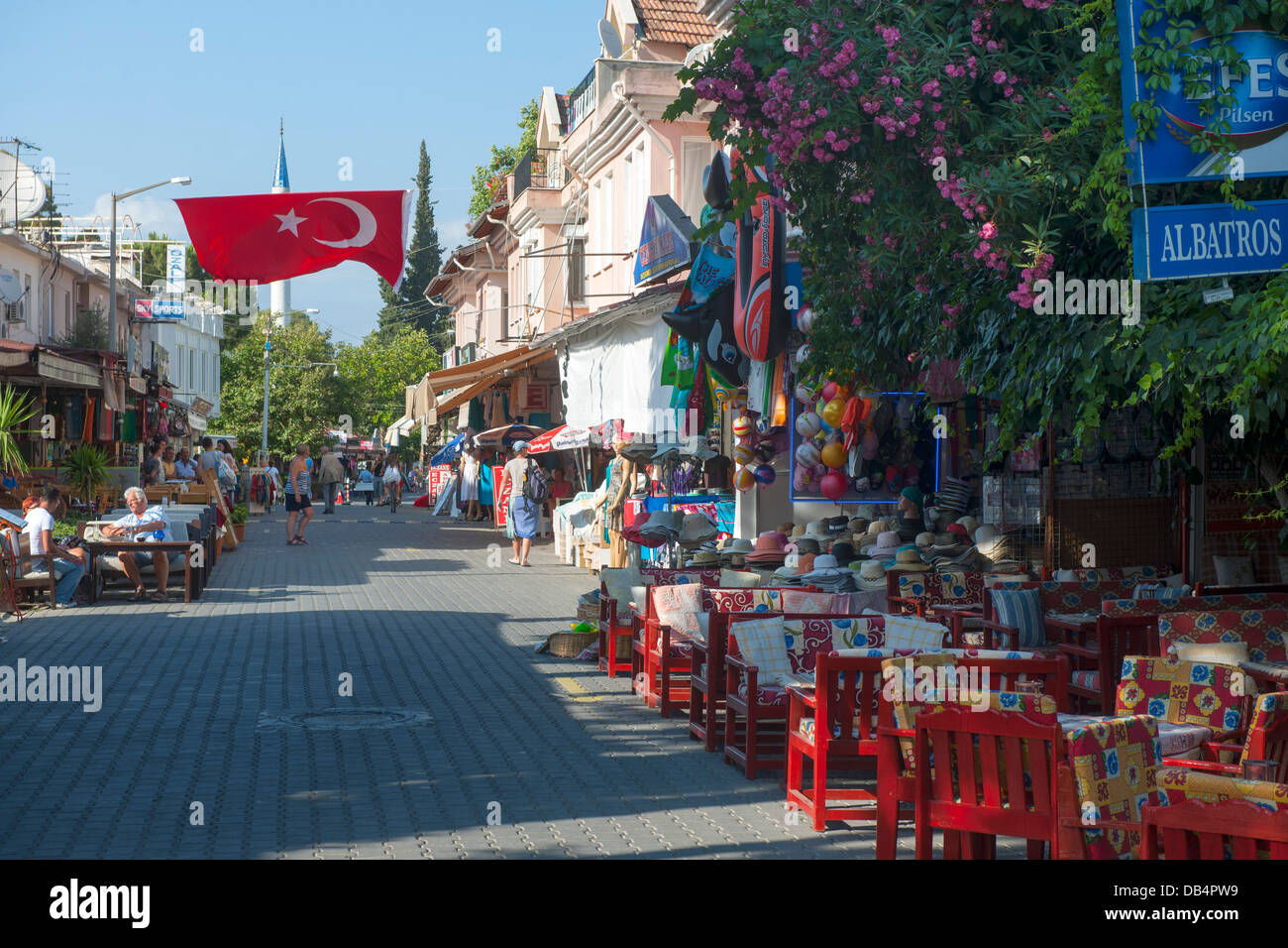 Türkei, Provinz Mugla, Dalyan, Bar Albatros und Restaurants an der ...