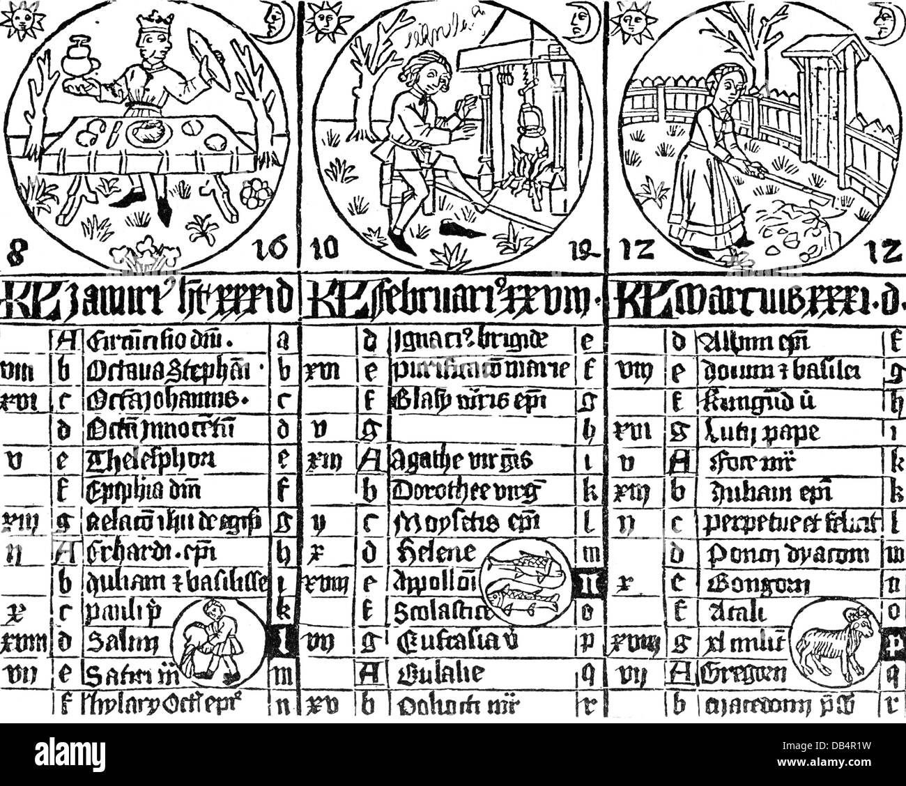 calendar, month January, February and March, June, calendar of Johannes ...