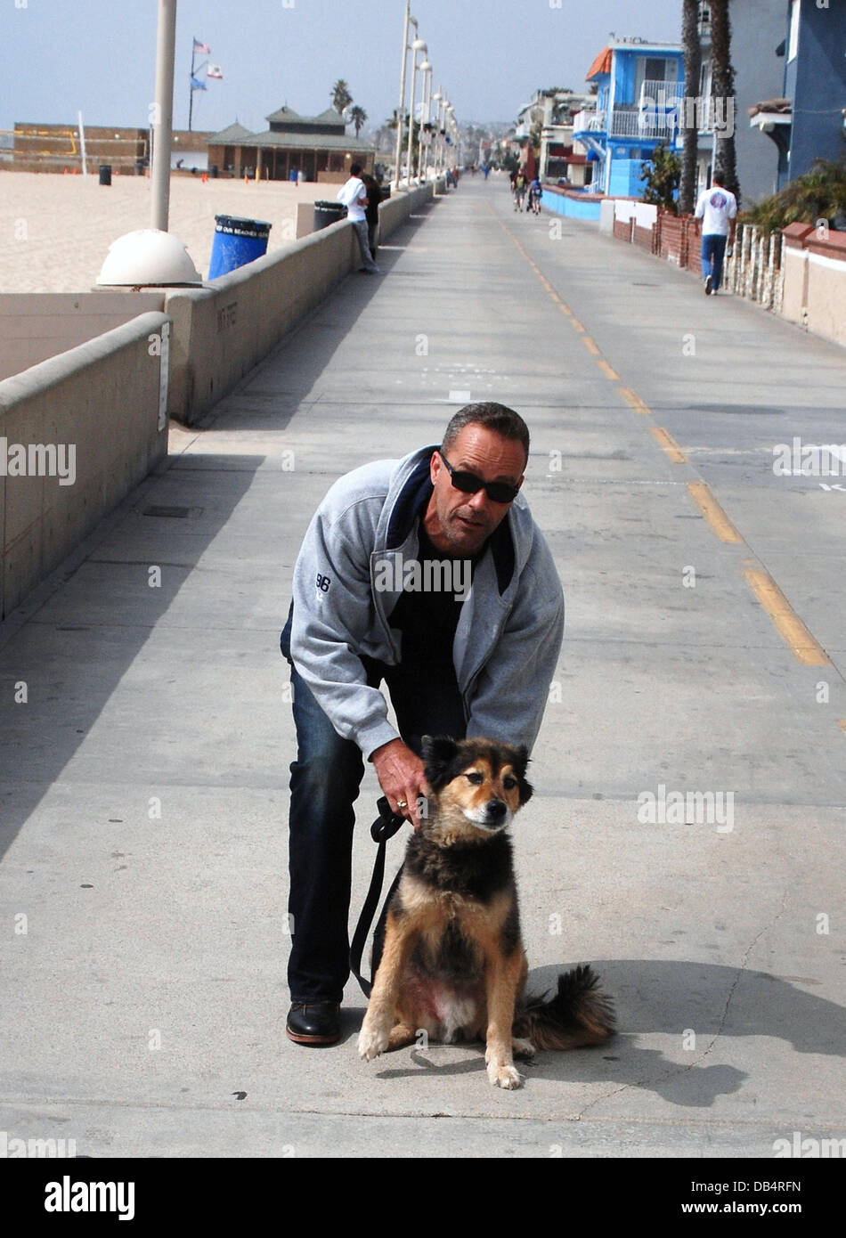 Anthony Vitale walking his dog along Hermosa Beach Hermosa Beach ...