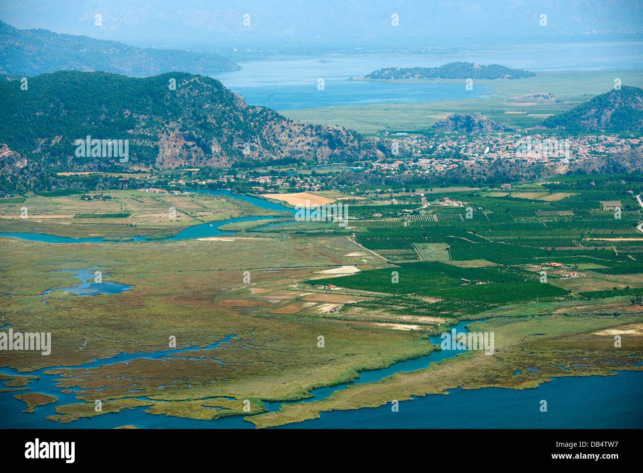 Türkei, Provinz Mugla, Dalyan, Übersicht über das Schilfgebiet, die ...