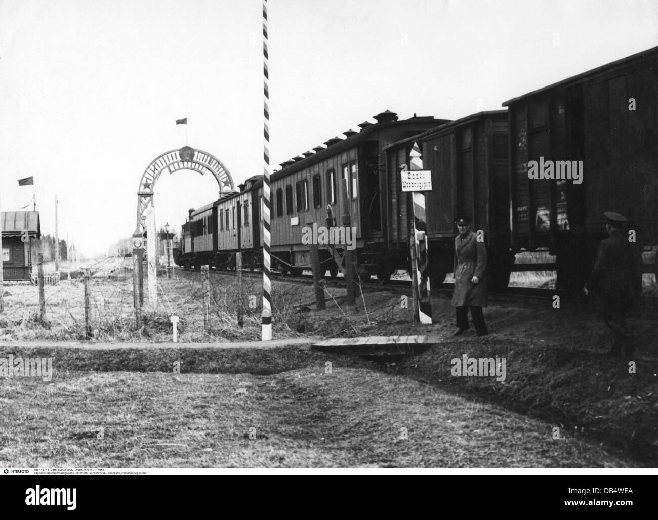 transport / transportation, railway, passenger train at the border ...