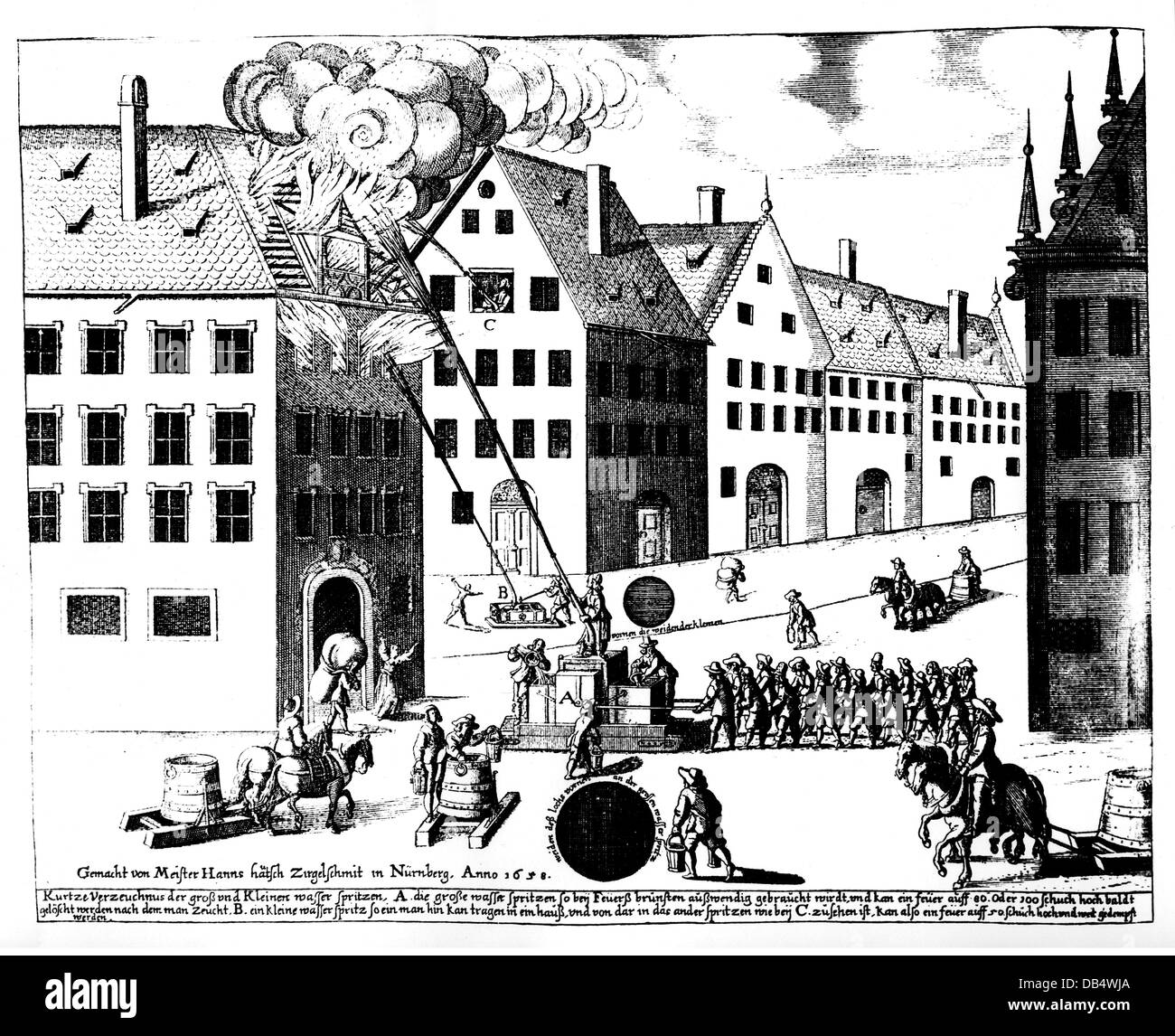 fire, fire service, equipment, fire engine "Windkessel" of Hans Hautsch ...