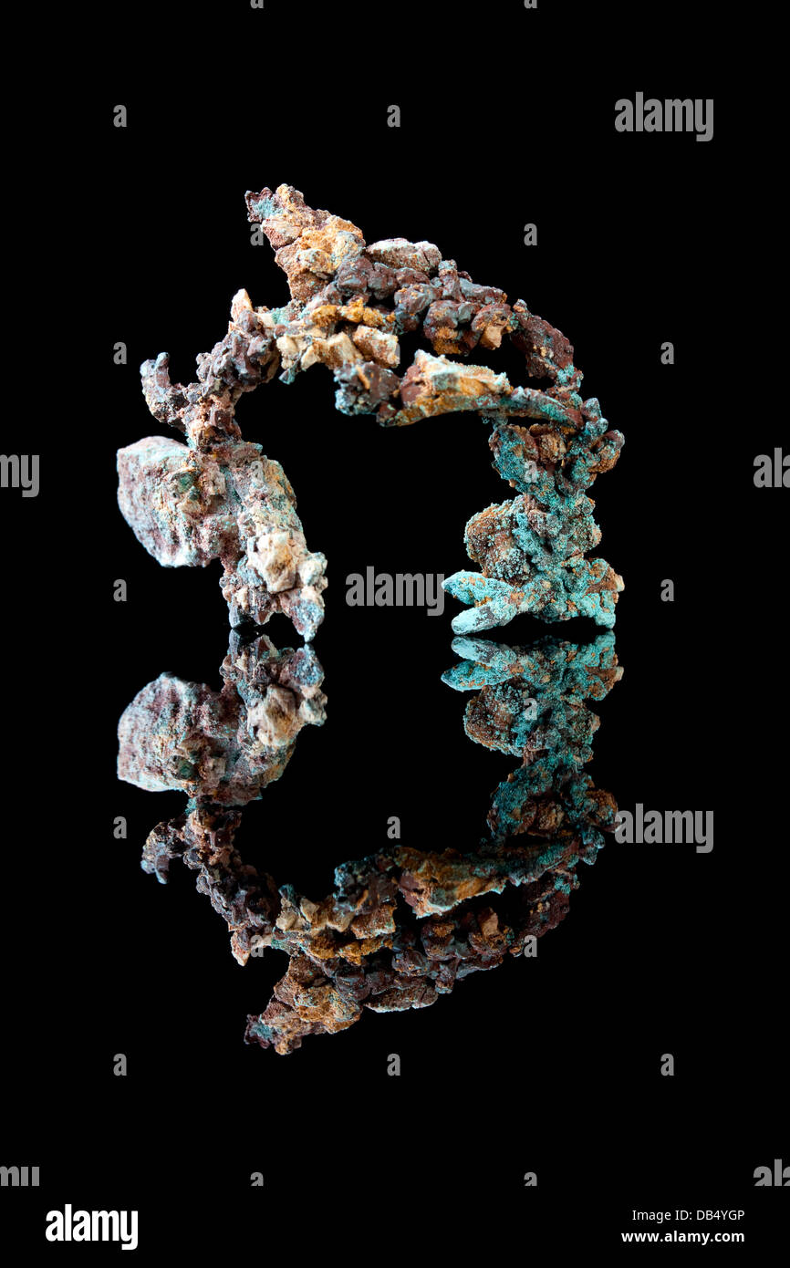 Rough copper as it is found in nature, a metal known for its color and ...