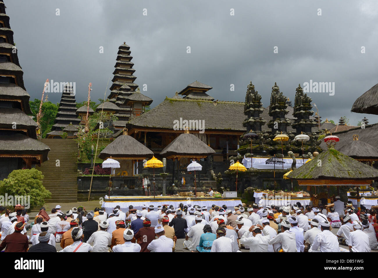 Indonesia, Bali, religious ceremony at the Pura Besakih temple Stock ...