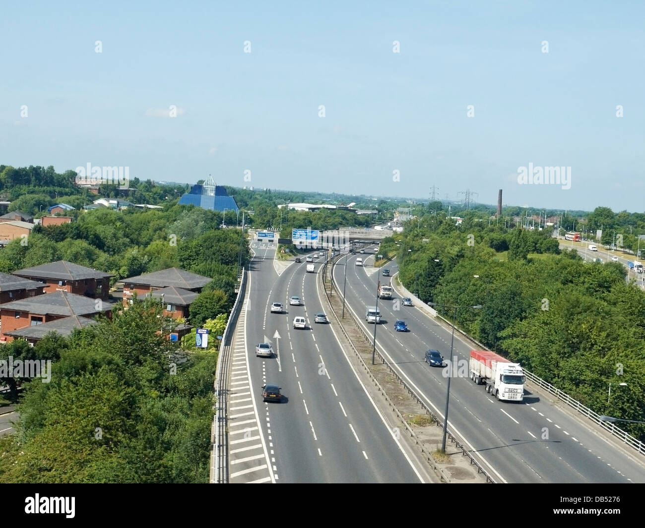 Birdseye view on M60 motorway in Stockport UK Stock Photo - Alamy