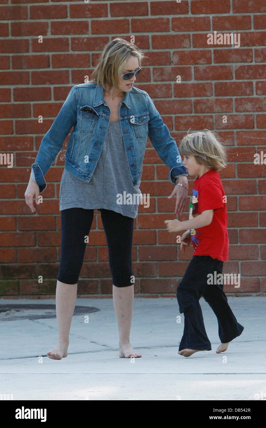 Sharon Stone with her son Quinn Stone at a park in Beverly Hills ...