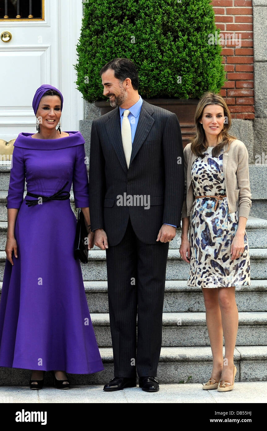 Mozah Bint Nasser, Prince Felipe, Princess Letizia The Spanish royal ...