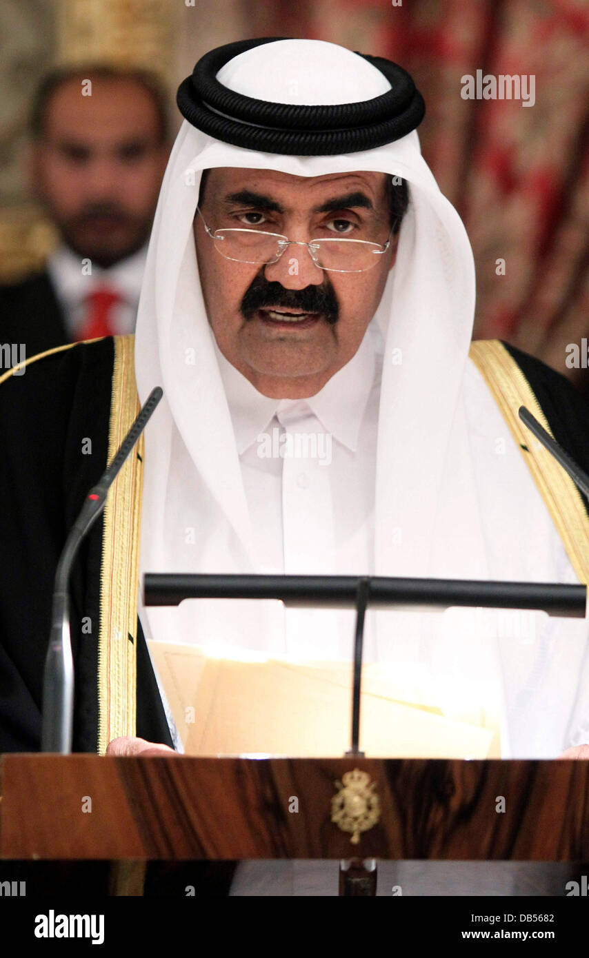 Emir Sheikh Hamad bin Khalifa al-Thani Spanish Royal family gala dinner ...