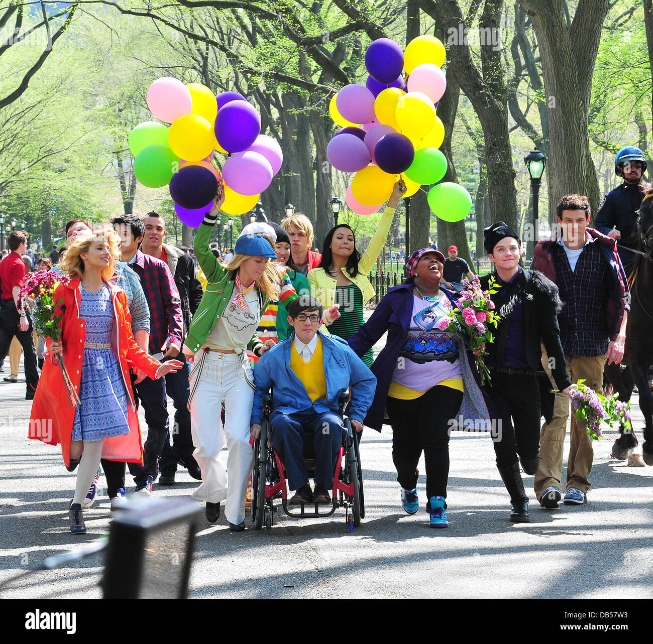 Glee cast filming on the set of 'Glee' on location at the Lincoln ...