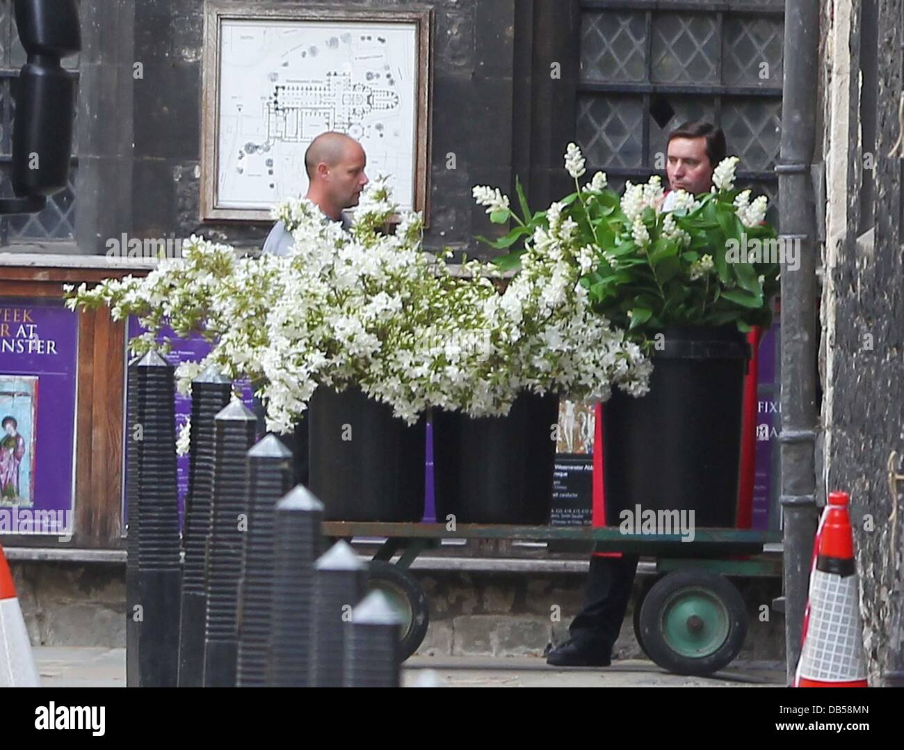 A delivery of flowers and plants arrive at Westminster Abbey for the ...