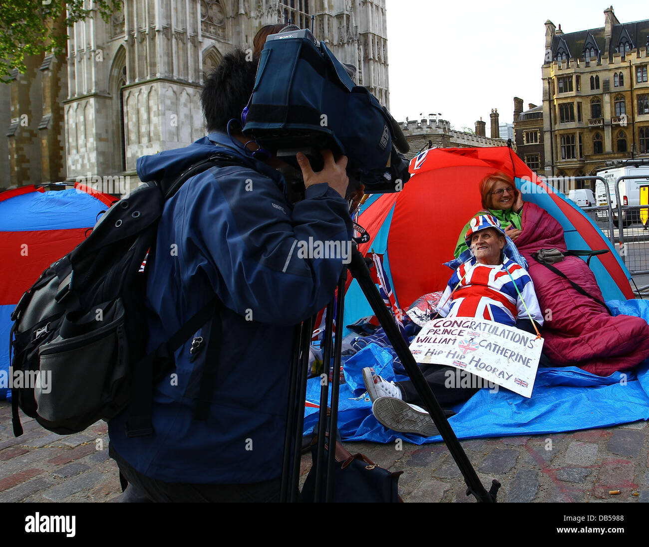 Royal fans camp outside Westminster Abbey Preparations for the Royal ...