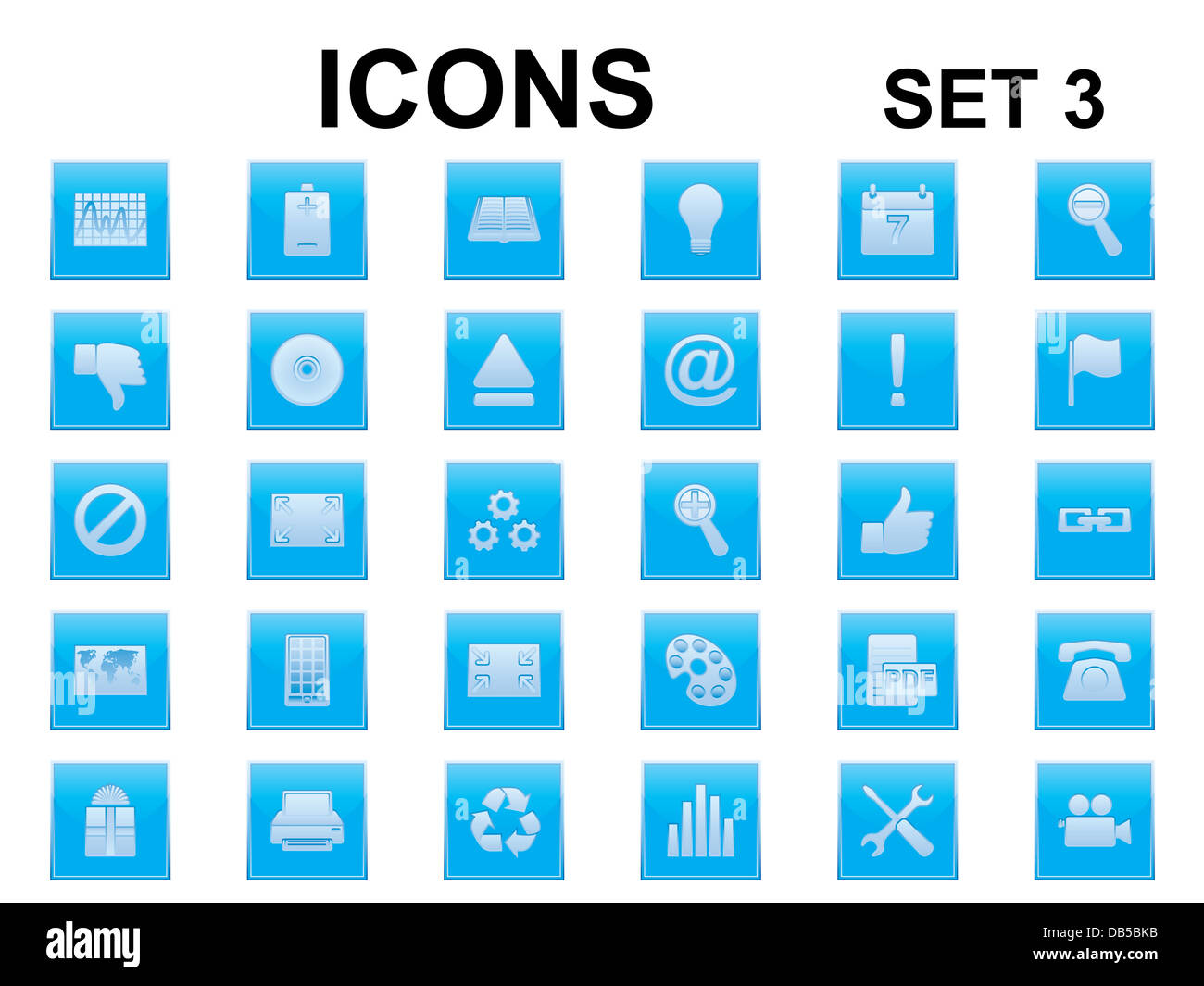 set of blue square icons Stock Photo - Alamy