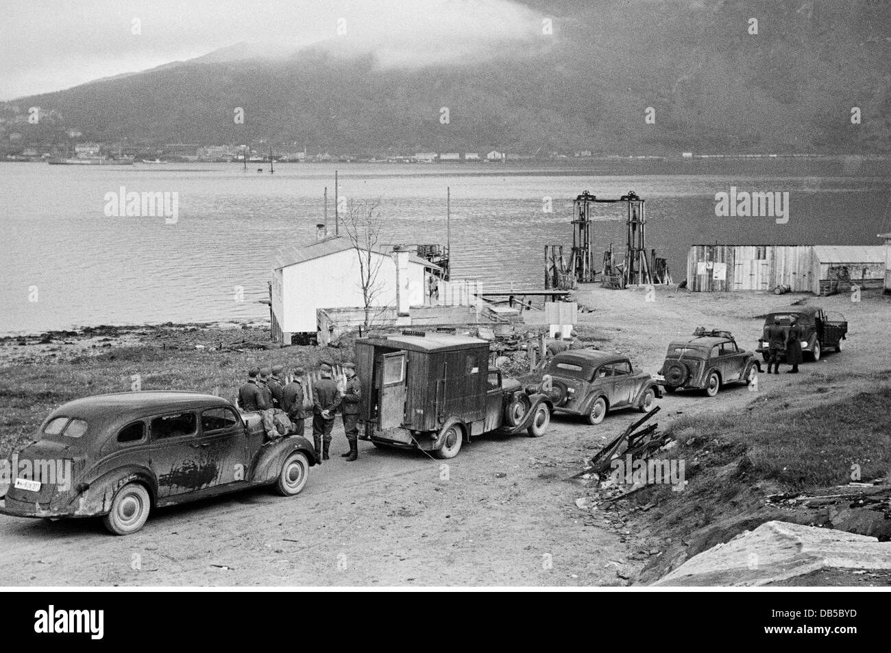 events, Second World War / WWII, Norway, German occupation, column of ...