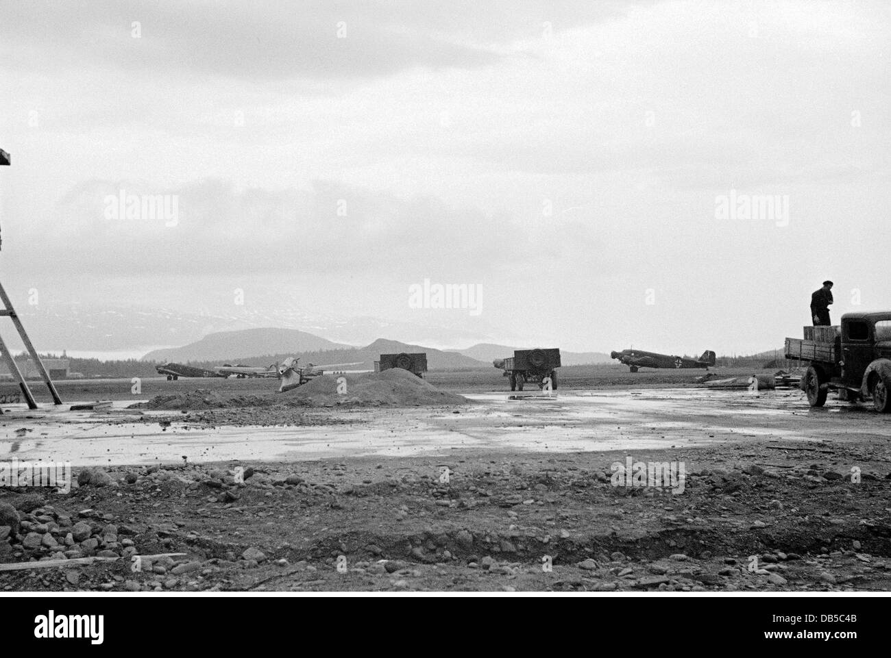 events, Second World War / WWII, Norway, German airfield near Narvik ...