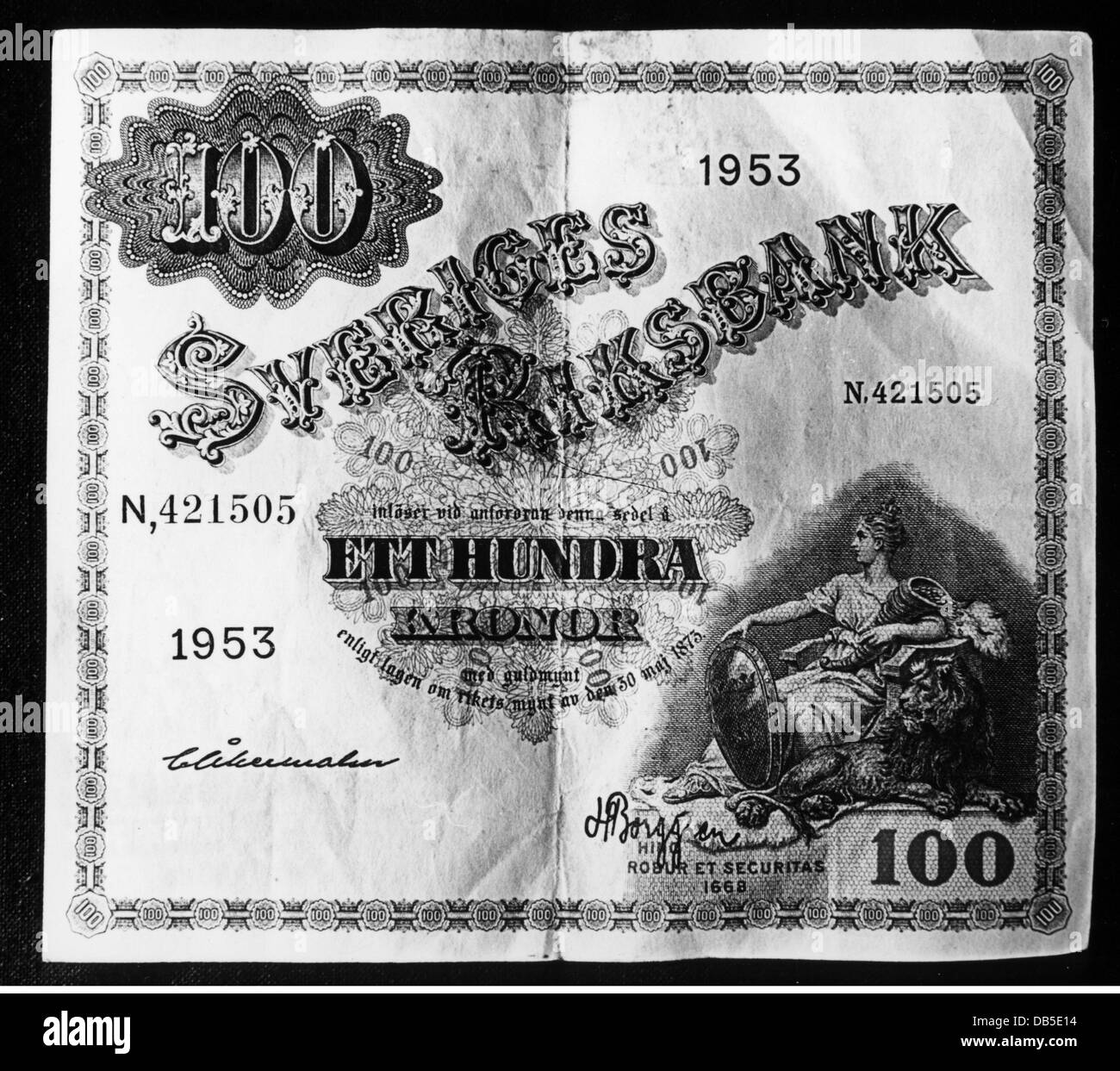 money / finance, banknotes, Sweden, 100 Krona, Swedich Central Bank ...