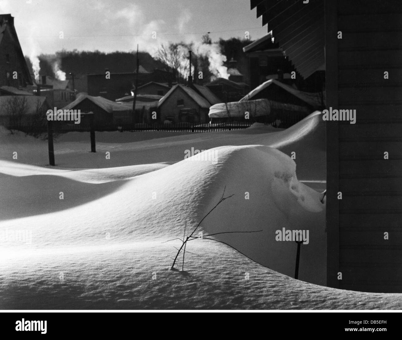 seasons, winter, Germany, snowy village in the Spessart, circa 1960s ...