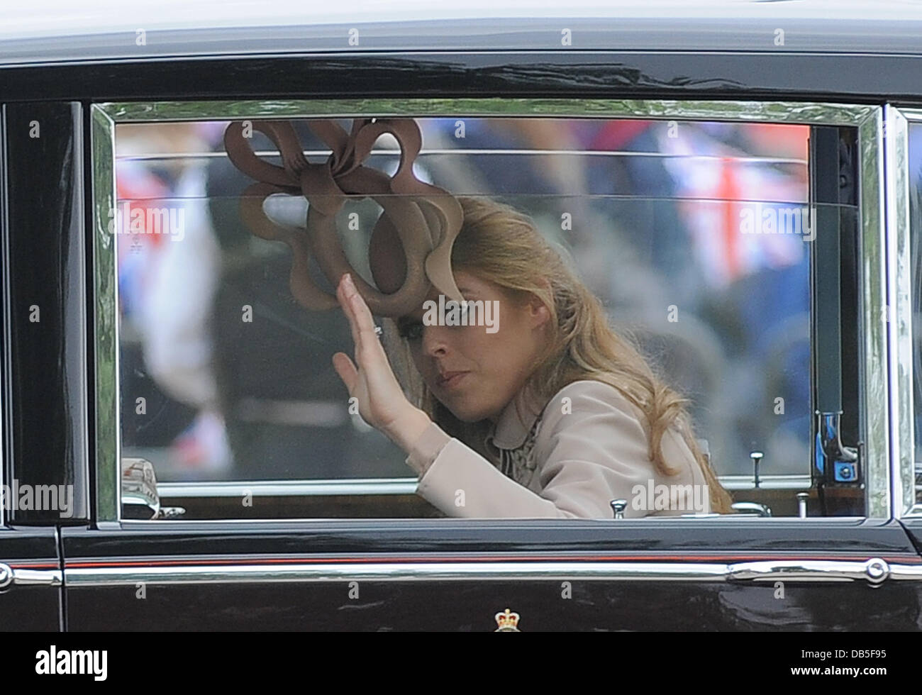 Princess Beatrice, after leaving the Abbey in a horse drawn carriage ...