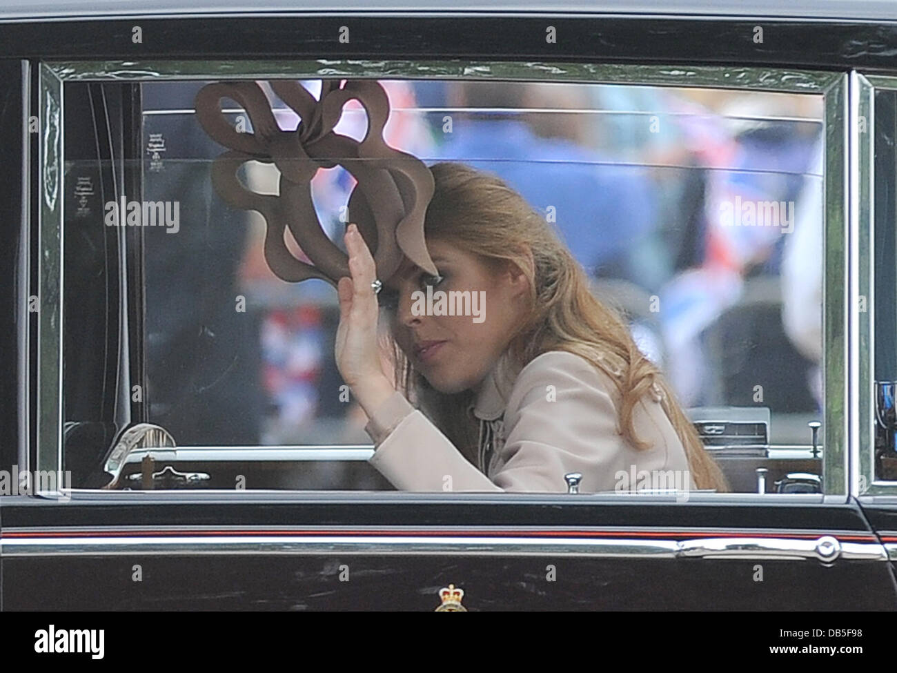 Princess Beatrice, after leaving the Abbey in a horse drawn carriage ...