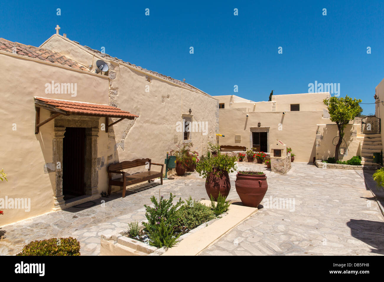 Monastery (friary) in Messara Valley at Crete island in Greece. Messara ...
