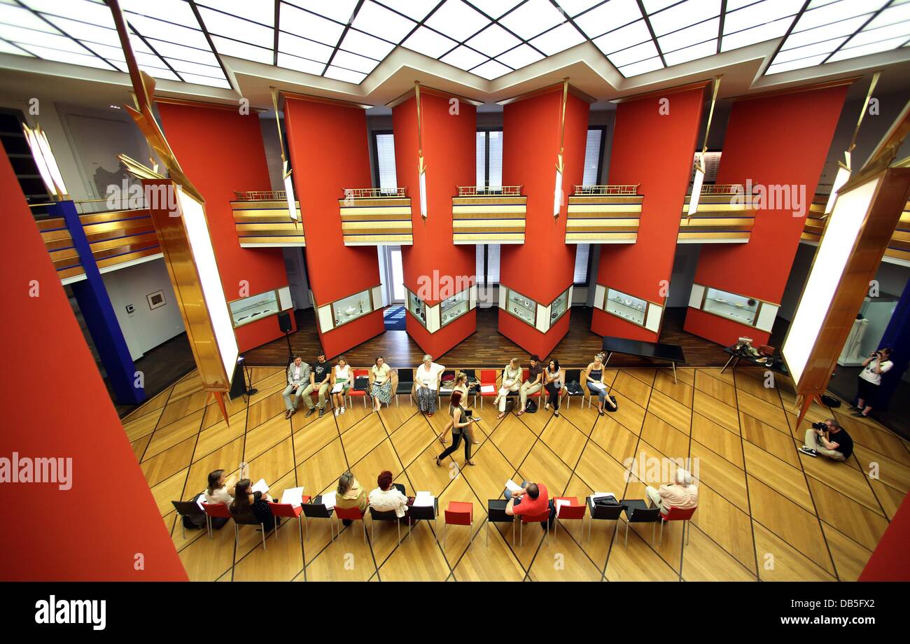 Models present women's shoes at the historical Pfeilerhalle at Grassi ...