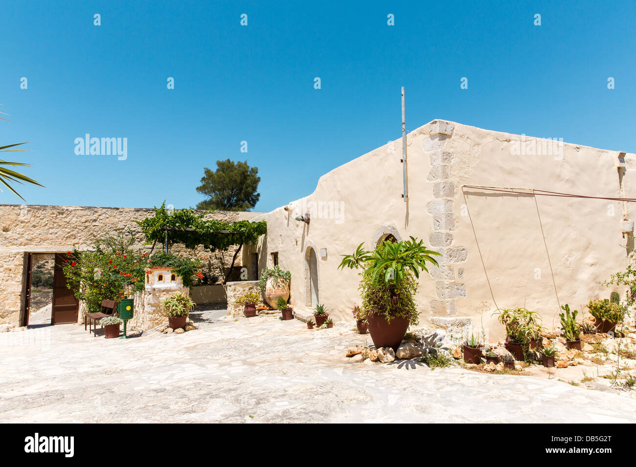 Monastery (friary) in Messara Valley at Crete island in Greece. Messara ...