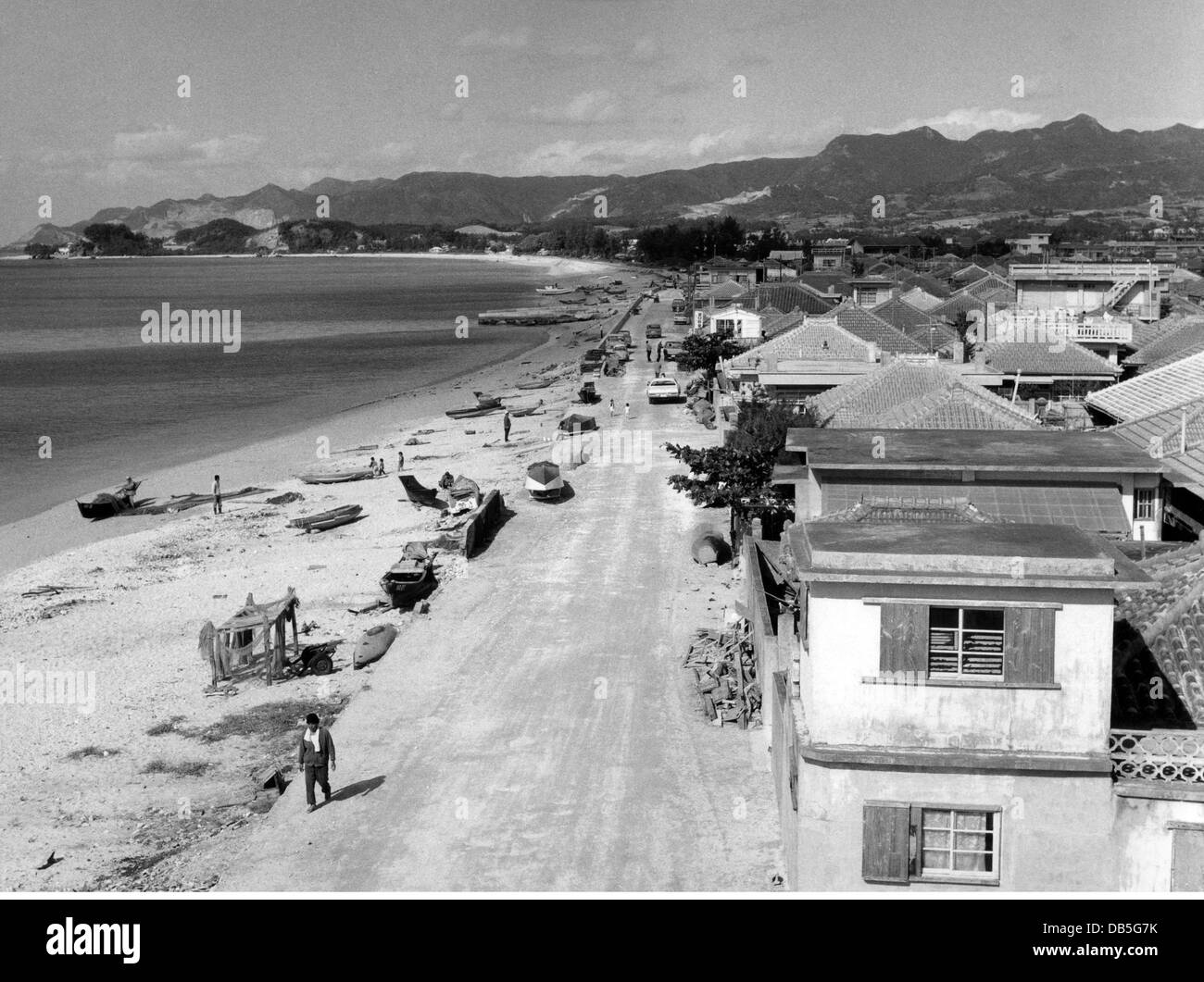 View on beach mountains Black and White Stock Photos & Images - Alamy