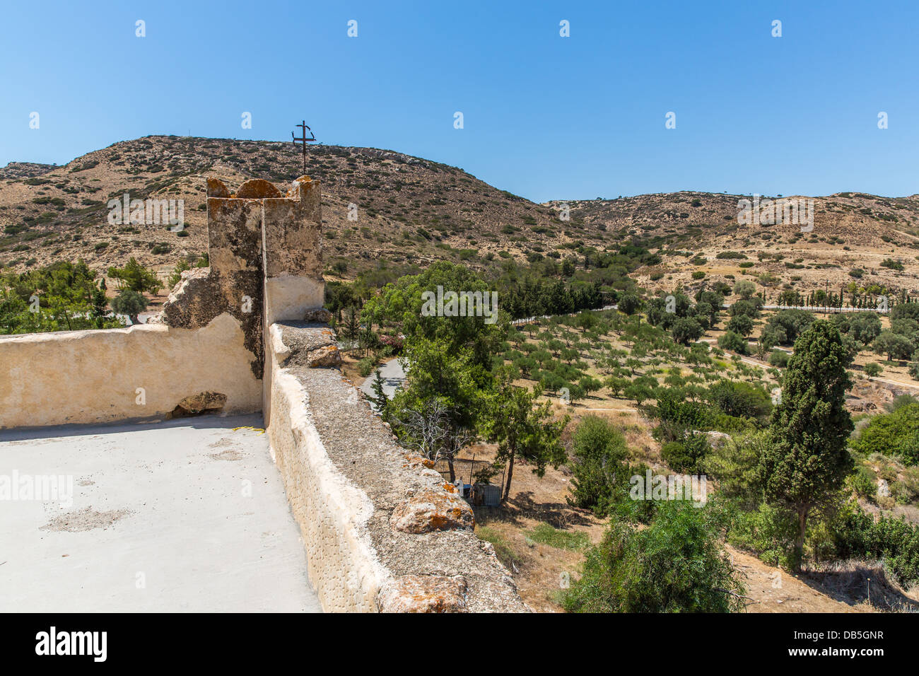 Monastery (friary) in Messara Valley at Crete island in Greece. Messara ...