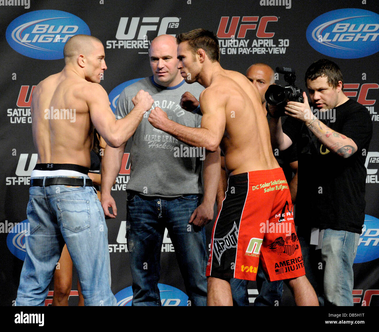 Georges St-Pierre and Jake Shields Official weigh-ins for UFC 129: St ...