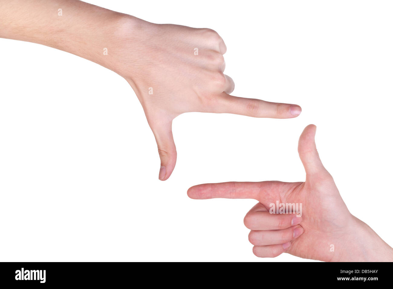 two male hands make frame shape isolated on white background Stock ...