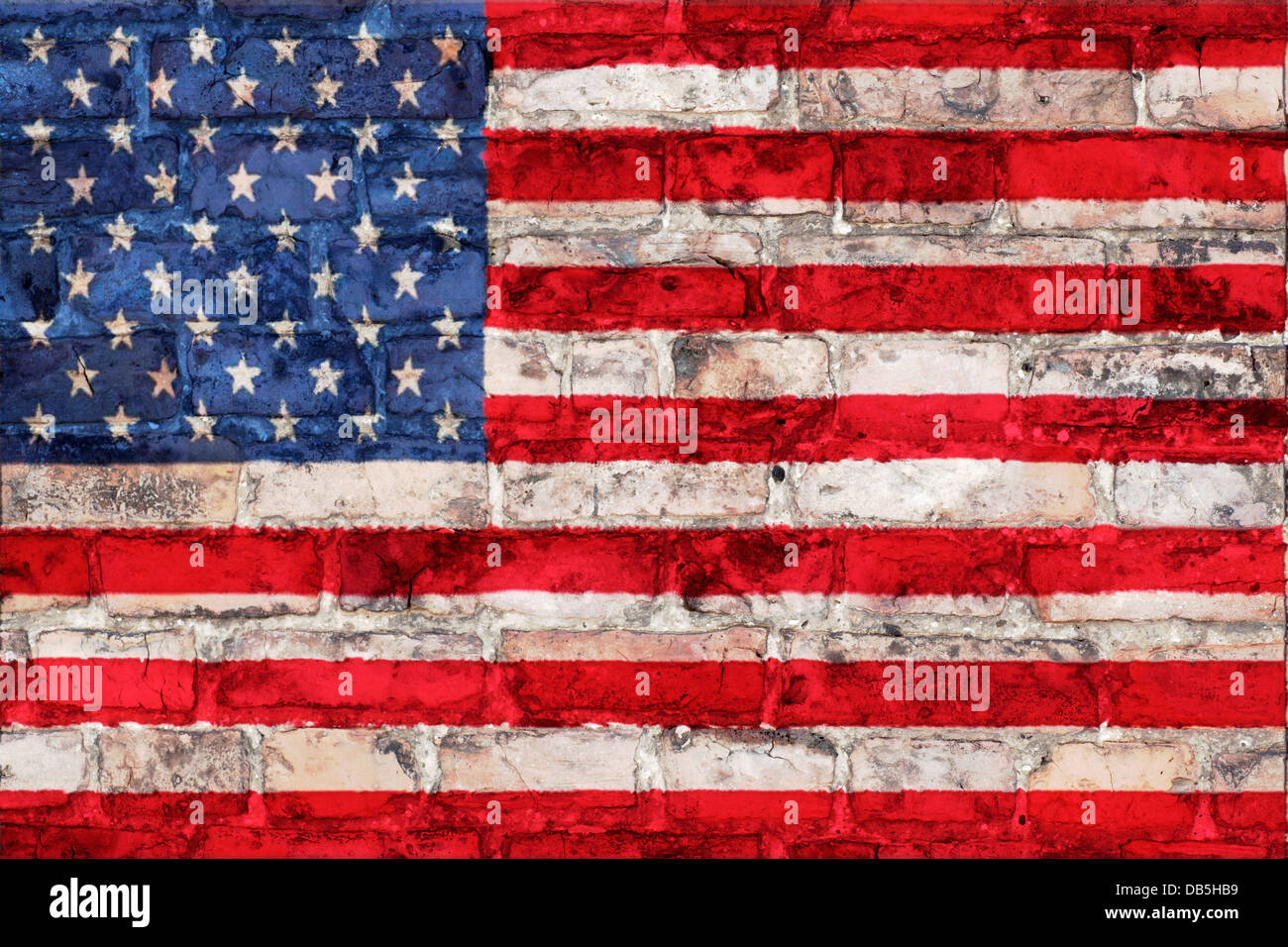 flag of USA graphic on brick background Stock Photo - Alamy