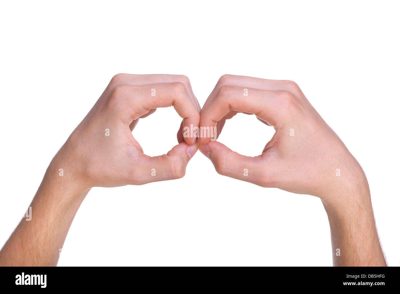 finger forming binoculars or a spy glass, isolated on white background ...