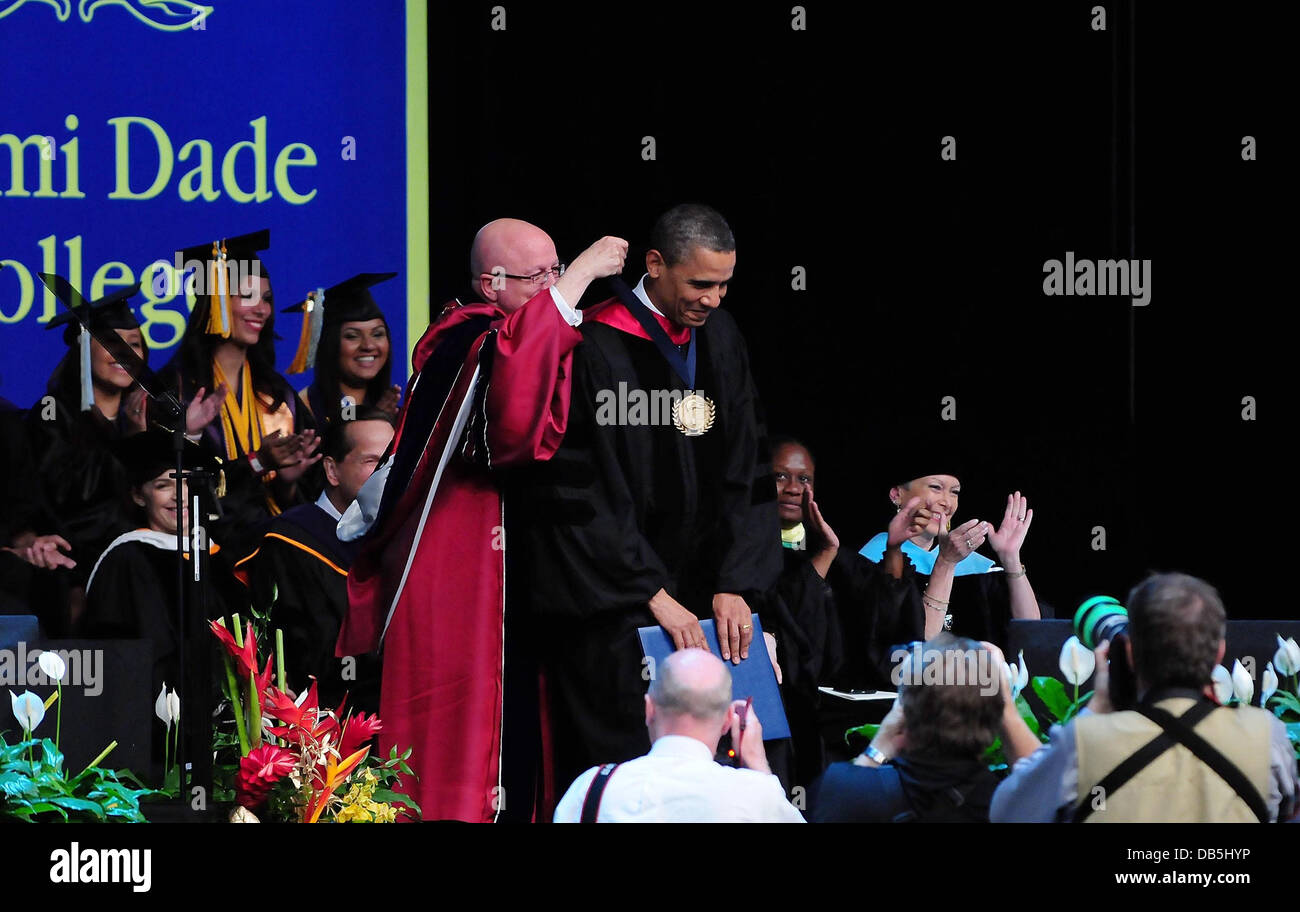 President Barack Obama delivers a speech during the Miami Dade College ...