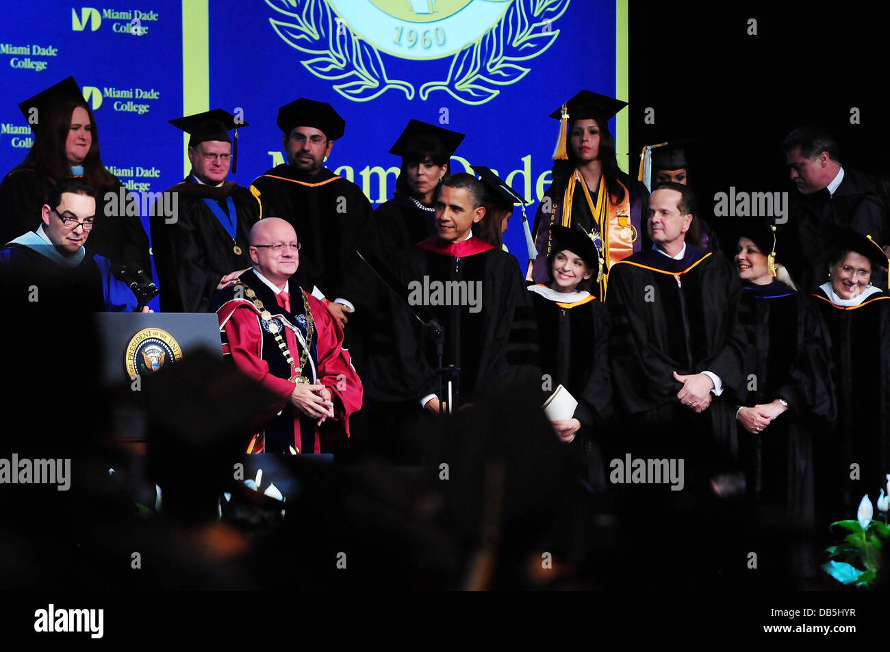 President Barack Obama delivers a speech during the Miami Dade College ...