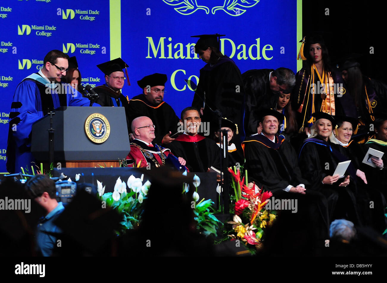 President Barack Obama delivers a speech during the Miami Dade College ...