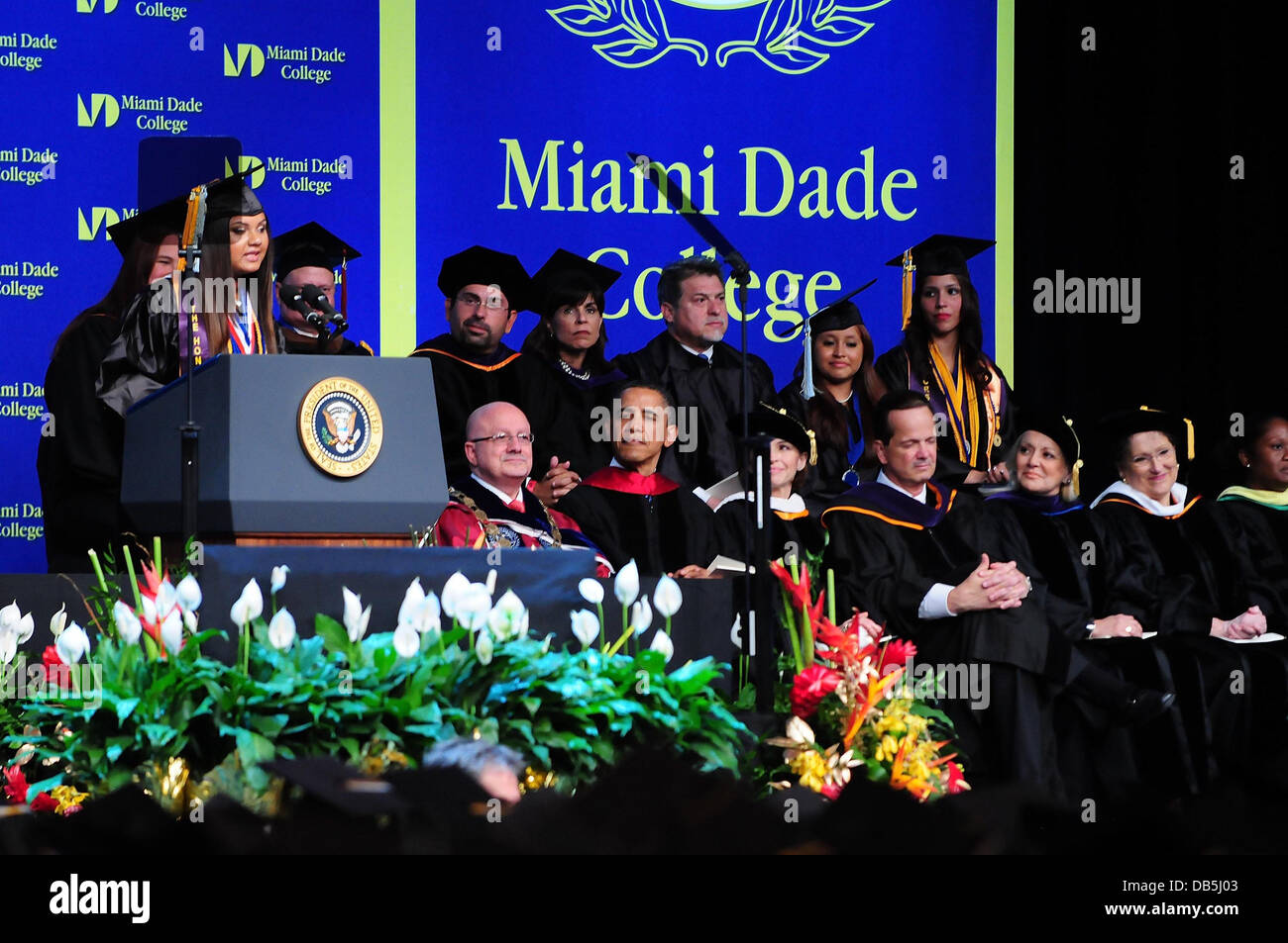 President Barack Obama delivers a speech during the Miami Dade College ...