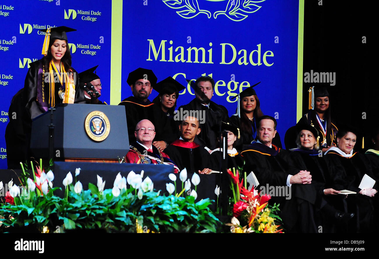 President Barack Obama delivers a speech during the Miami Dade College ...
