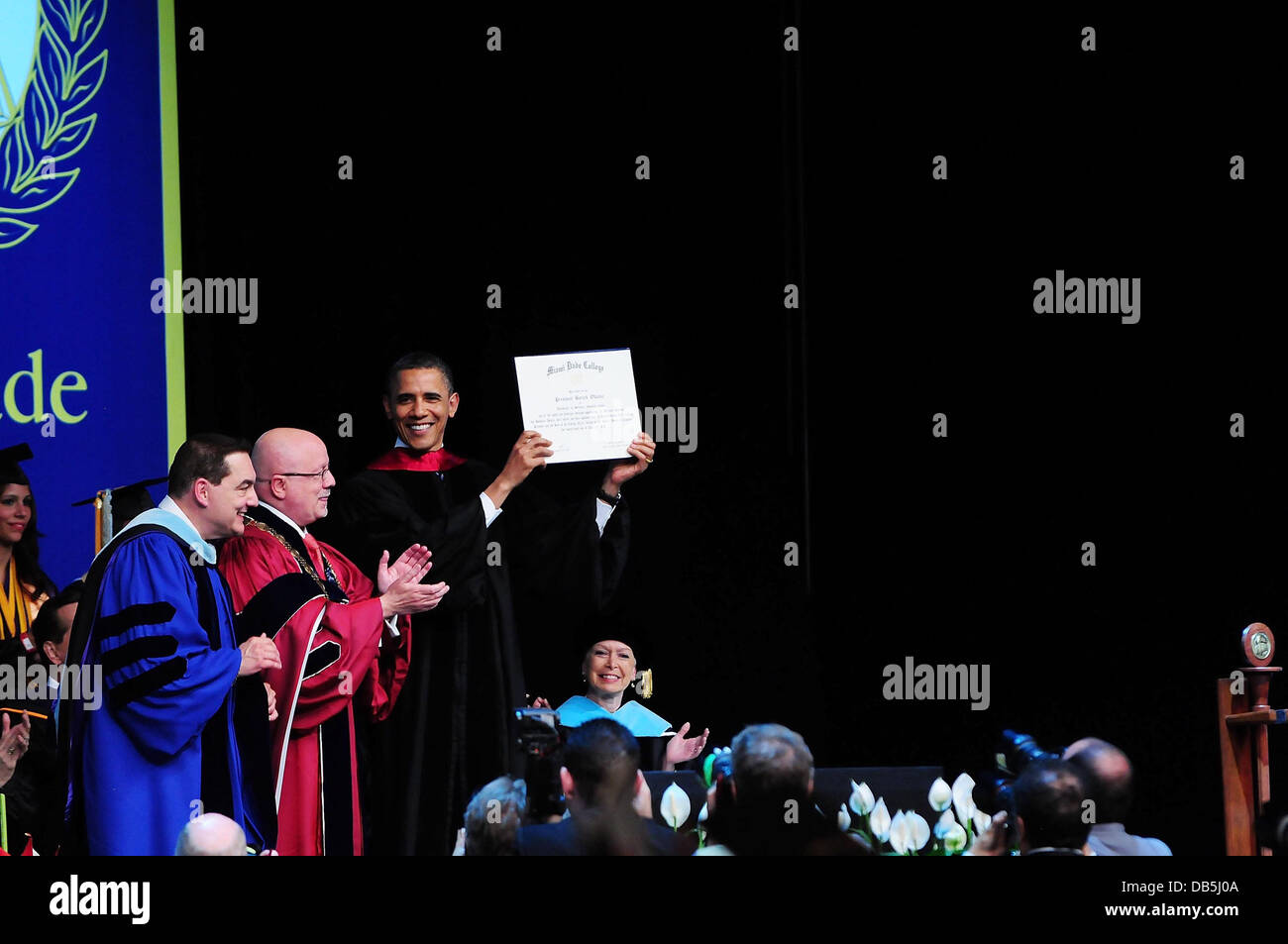 President Barack Obama delivers a speech during the Miami Dade College ...