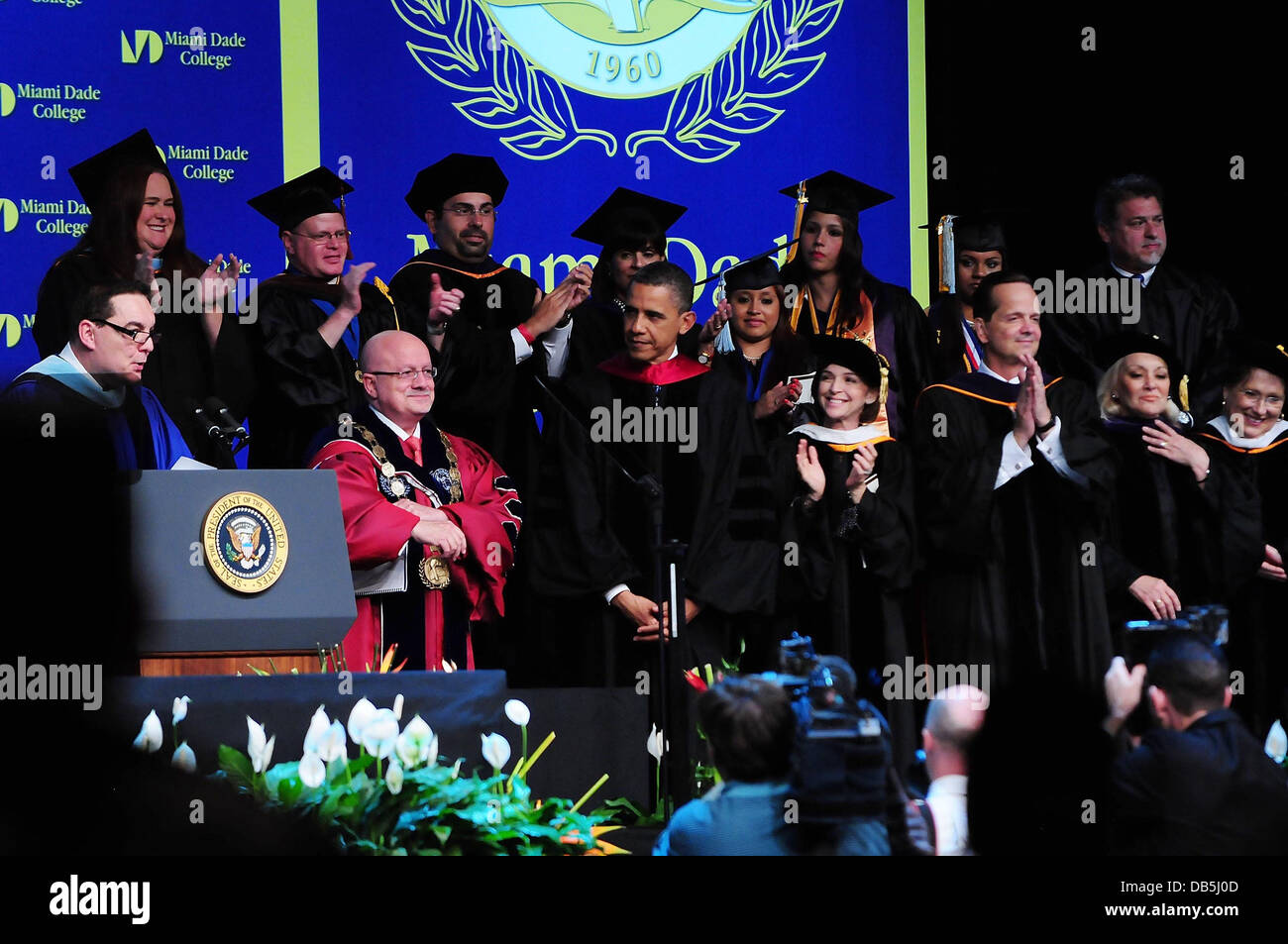 President Barack Obama delivers a speech during the Miami Dade College ...