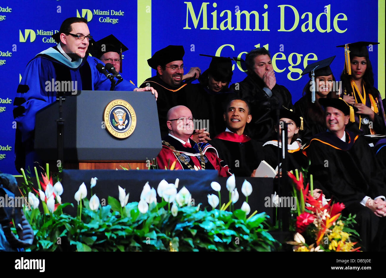 President Barack Obama delivers a speech during the Miami Dade College ...