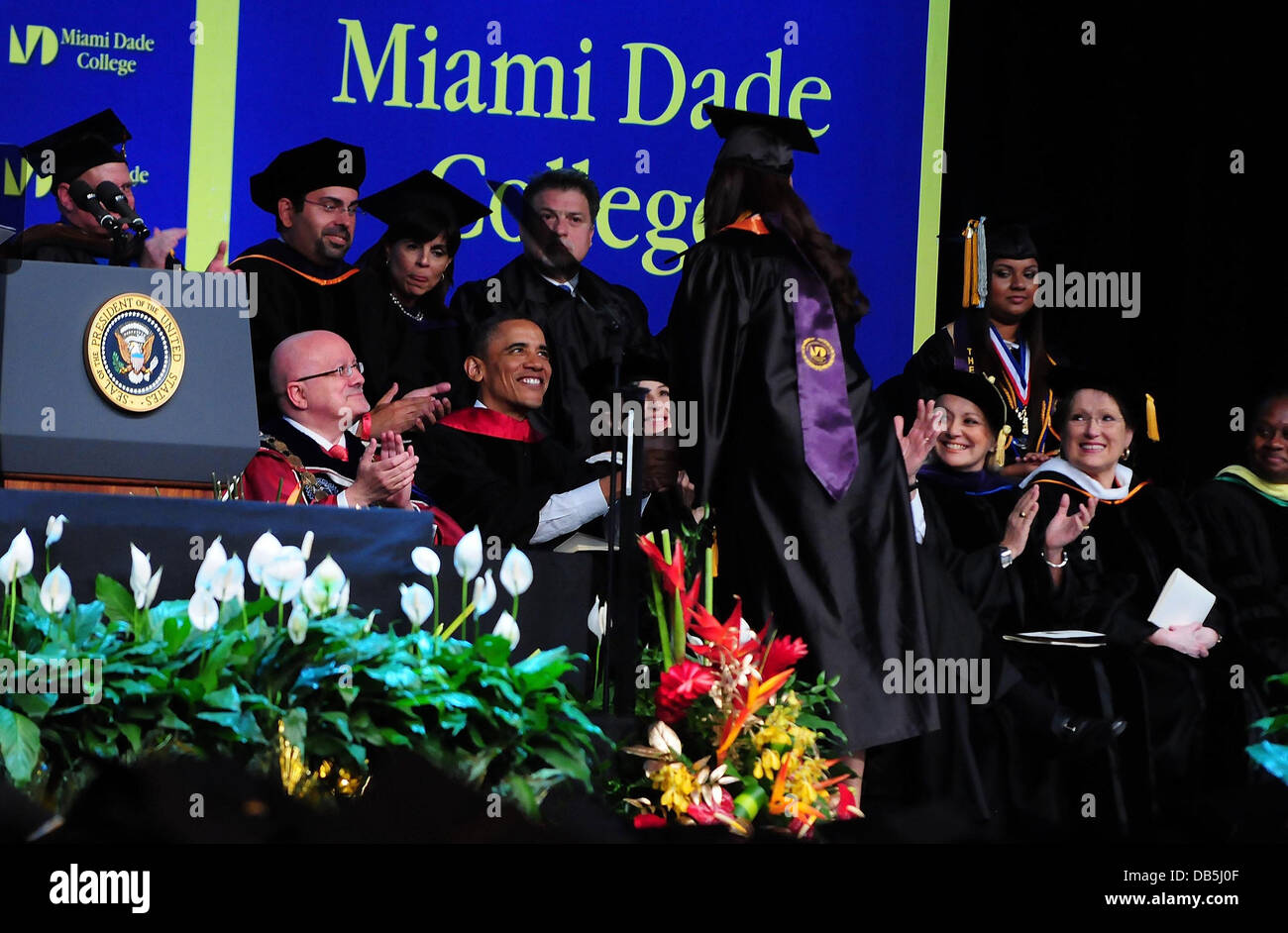 President Barack Obama delivers a speech during the Miami Dade College ...