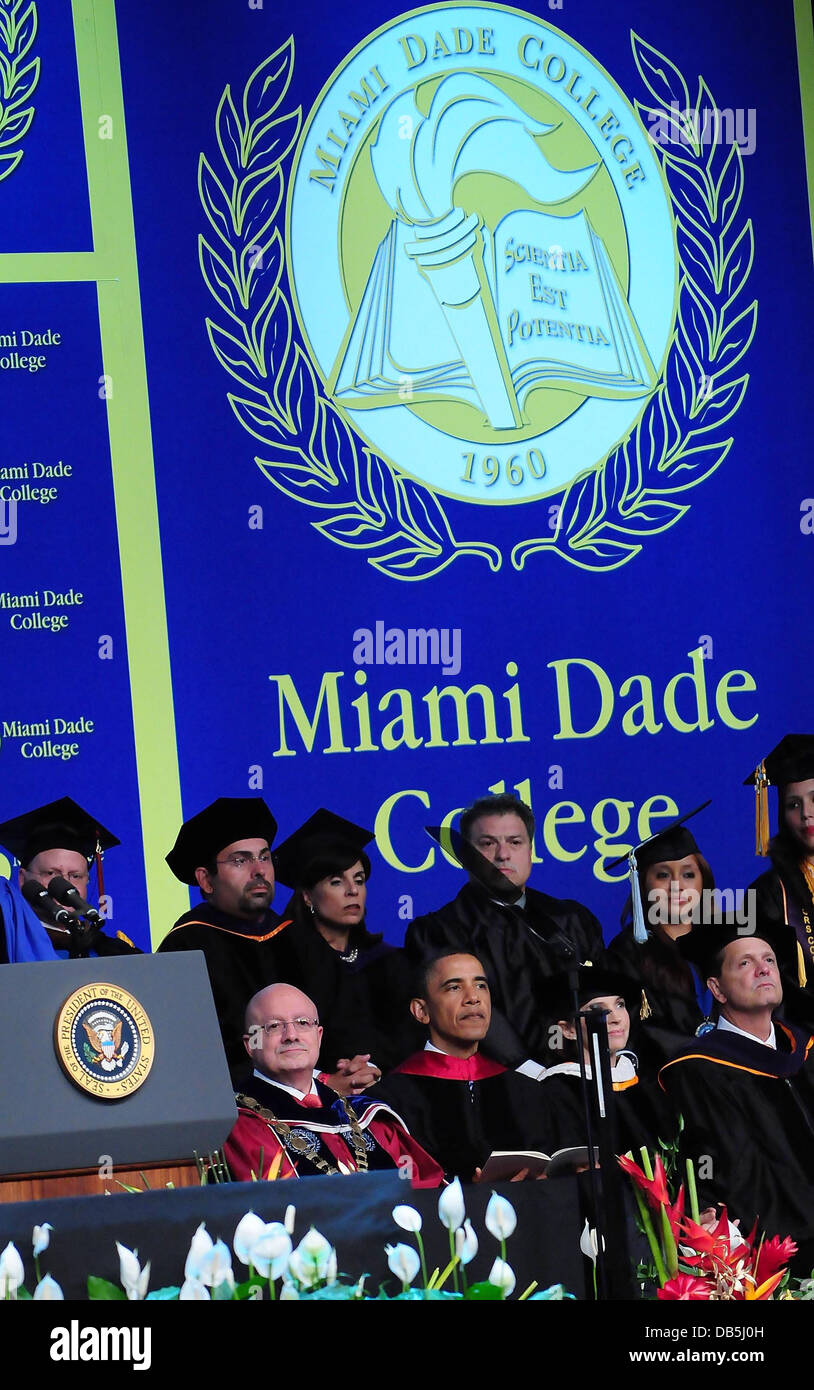 President Barack Obama delivers a speech during the Miami Dade College ...