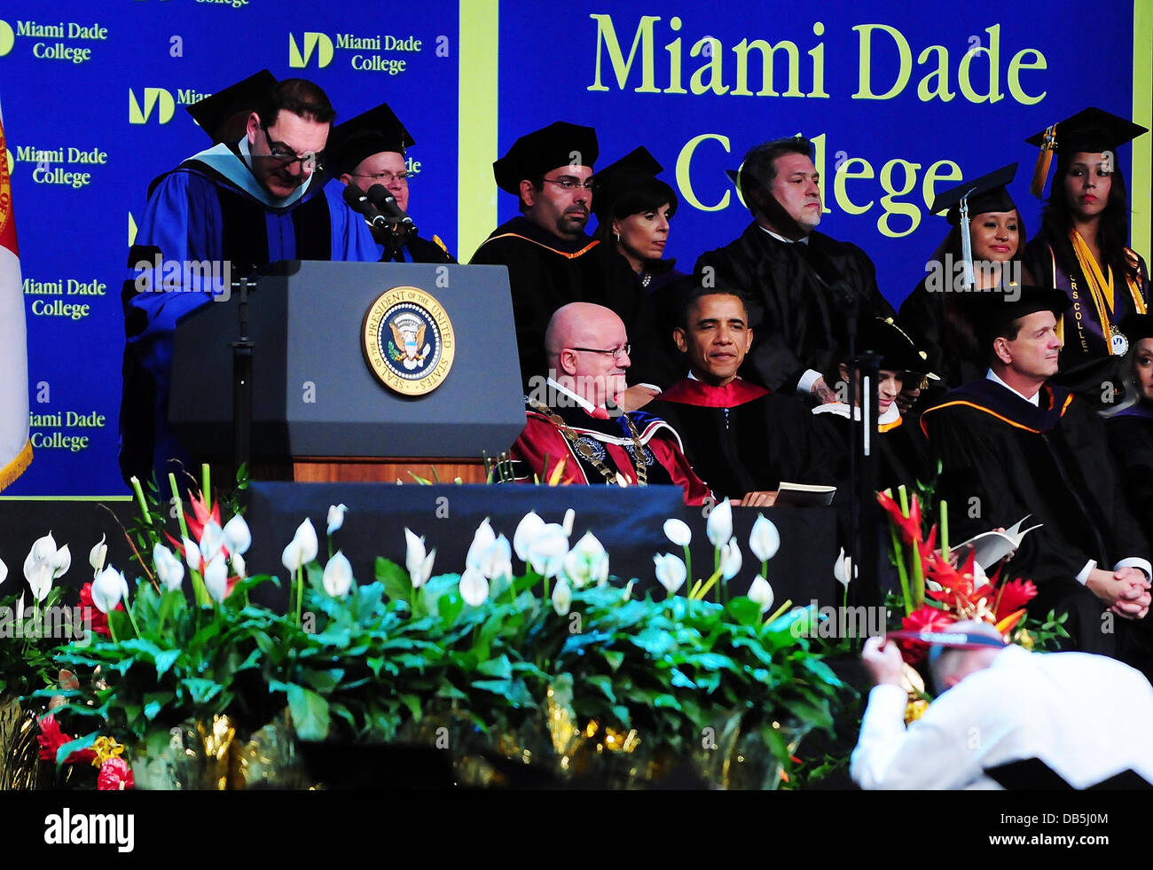 President Barack Obama delivers a speech during the Miami Dade College ...
