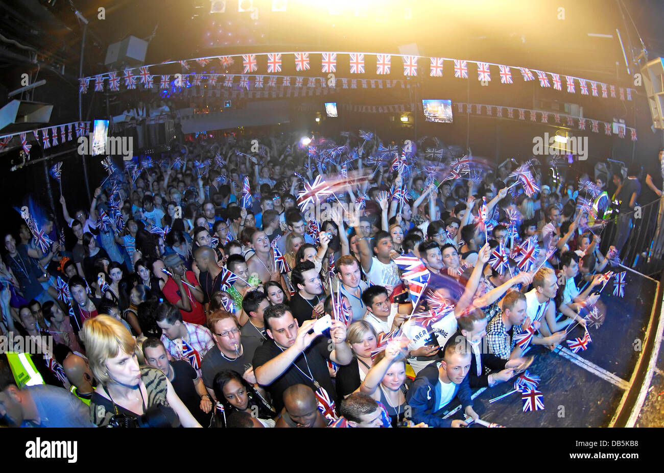 Crowd with British flags Blue perform live at G-A-Y London, England ...